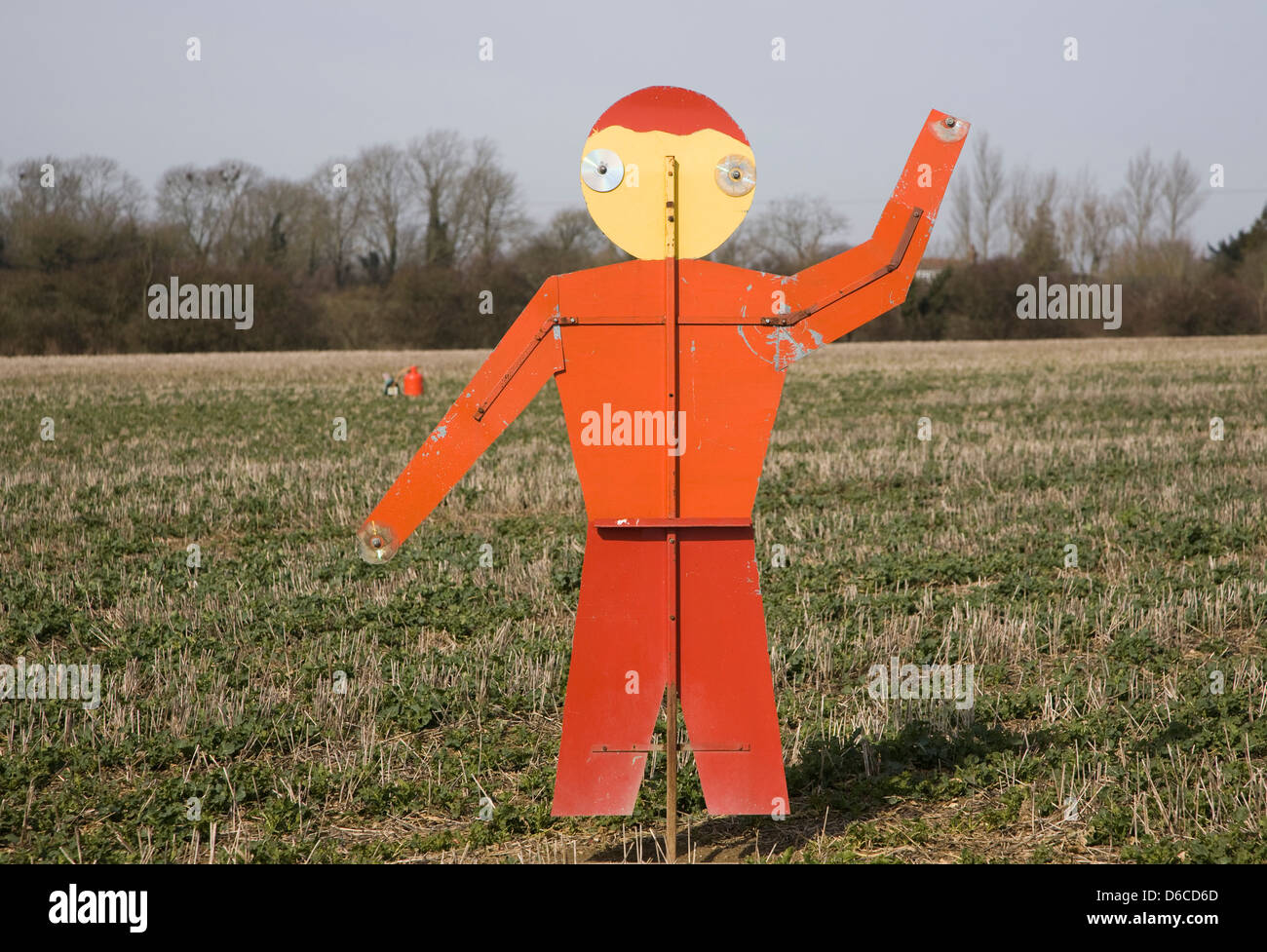 Red scarecrow figure standing in field, Suffolk, England Stock Photo ...