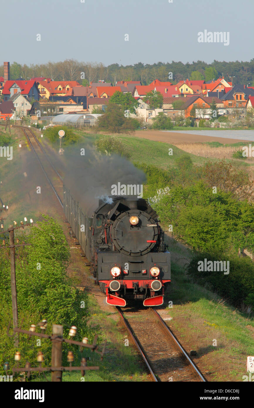 Steam retro train Stock Photo - Alamy
