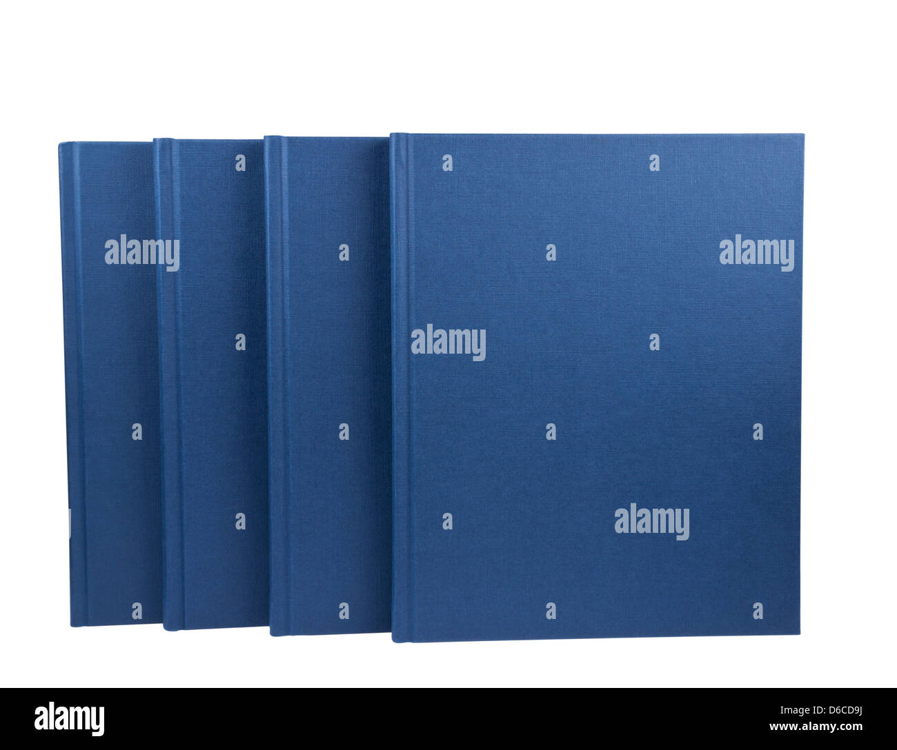 Four blue notepads isolated Stock Photo - Alamy
