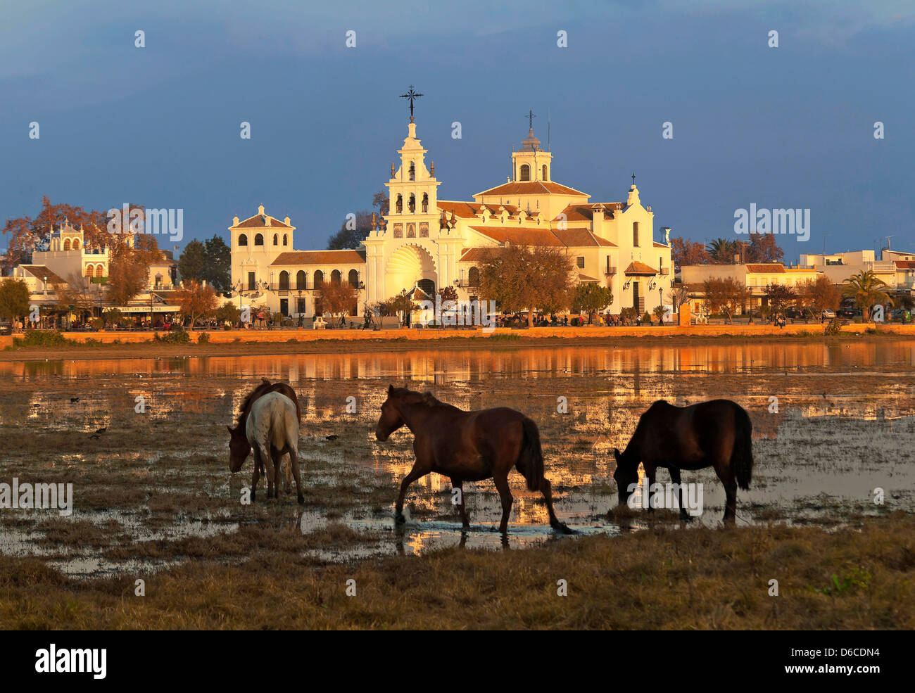 El Rocio village and hermitage, National Park of Donana, Almonte ...