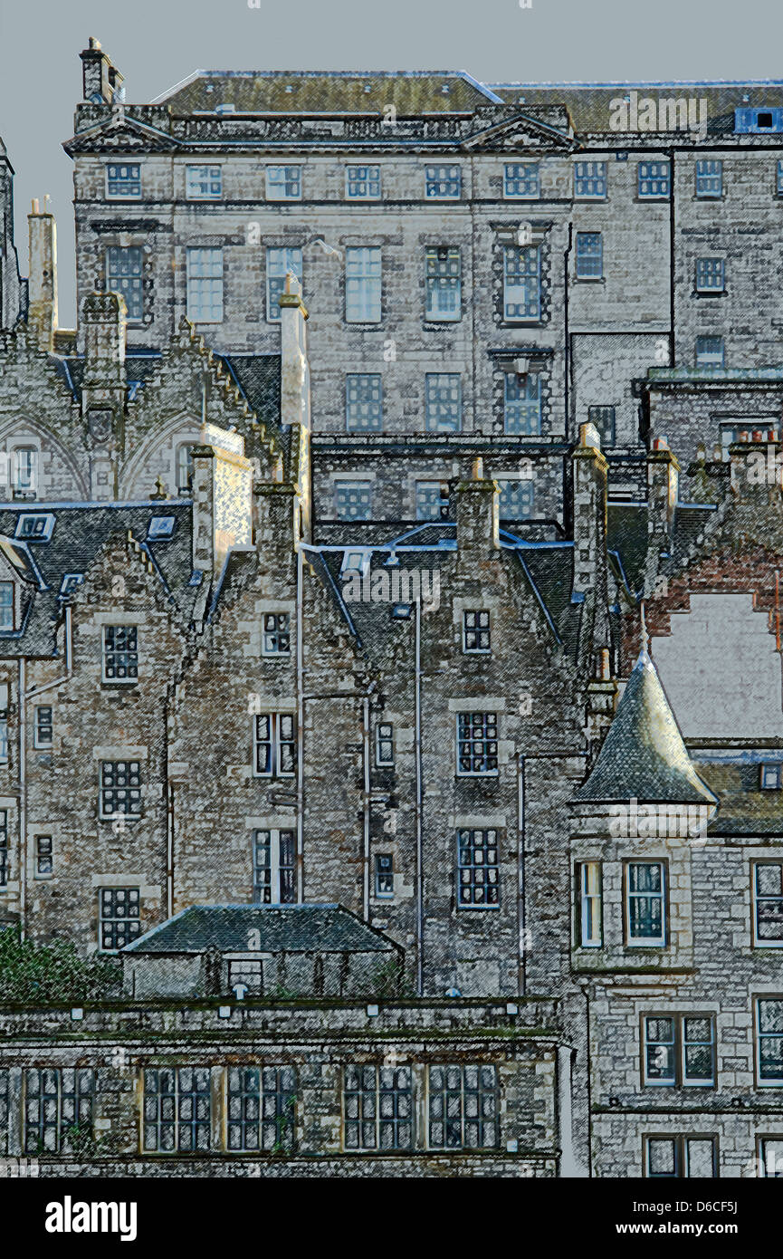 Edinburgh Old Town illustration Stock Photo - Alamy