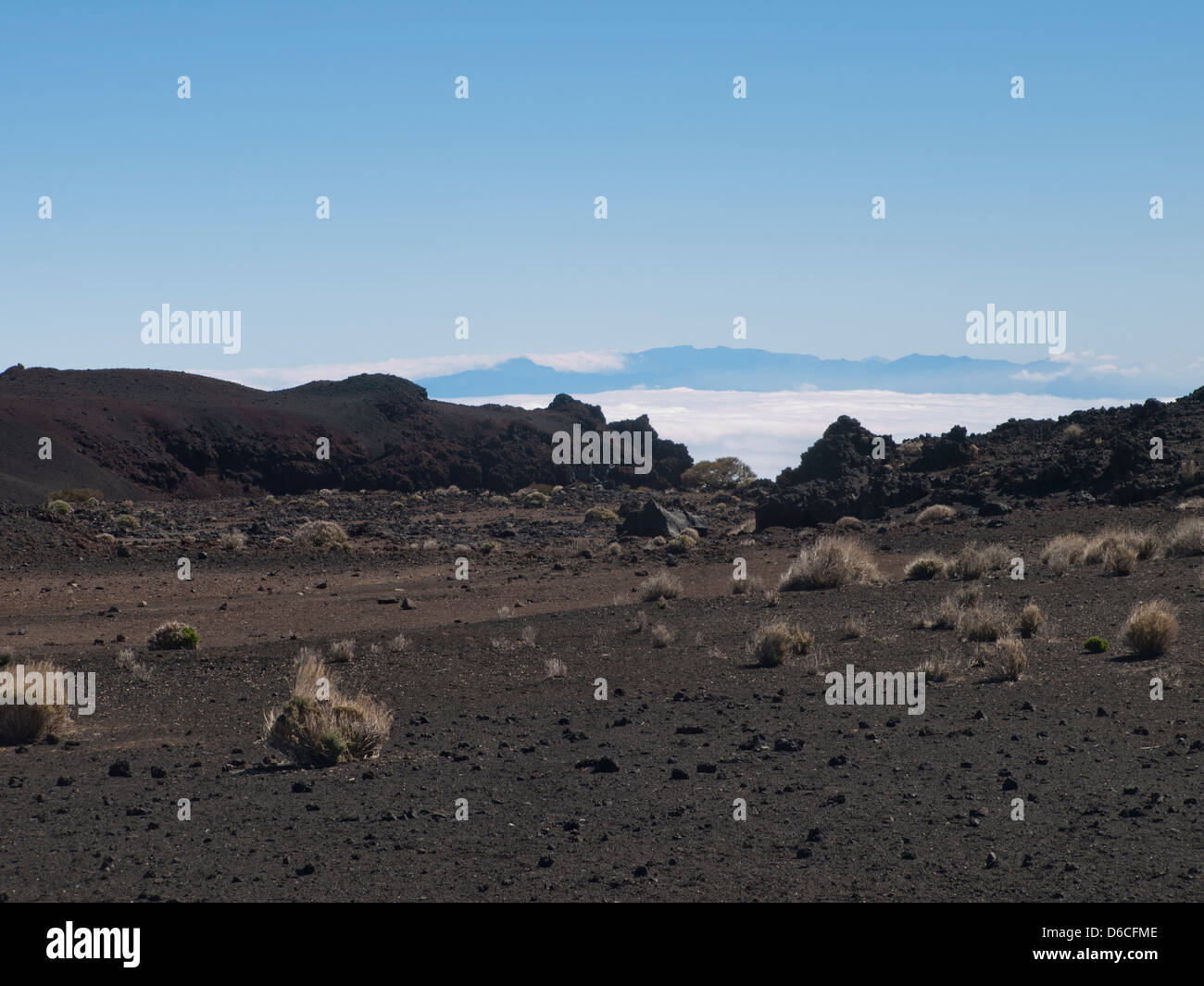 Black lava sand from eruption on Fasnia volcano in Tenerife Spain in ...