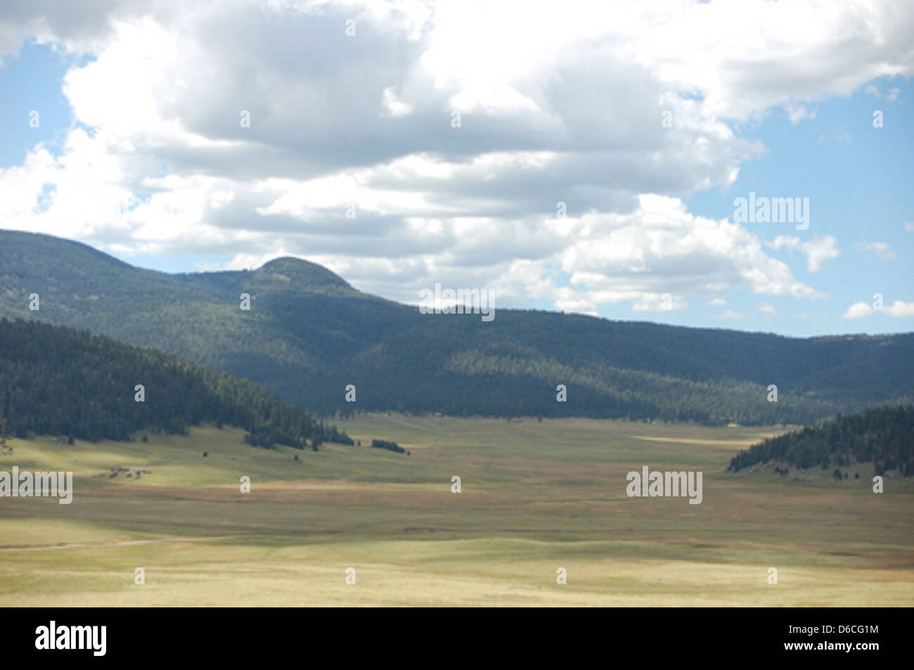 A photograph showing the Valles Caldera in New Mexico, a large volcanic ...