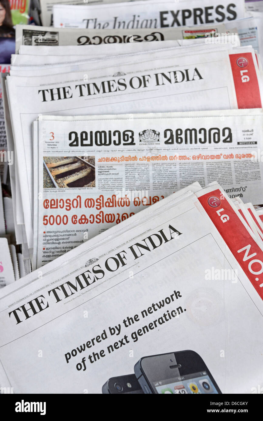 Indian newspapers on sale in Delhi, India Stock Photo - Alamy