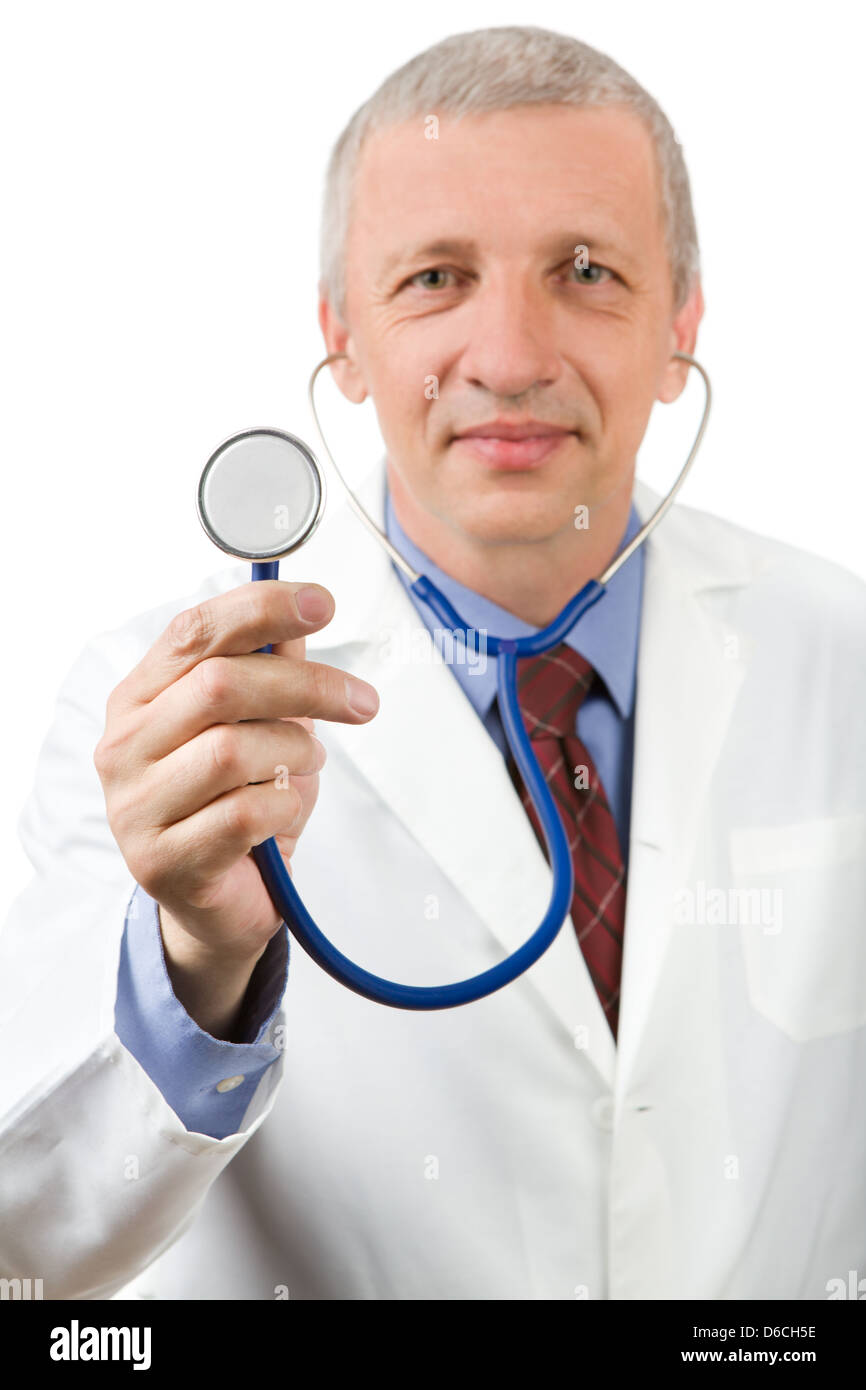 Mature male doctor stethoscope standing hi-res stock photography and ...
