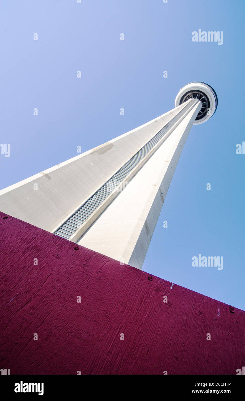 CN tower in blue white and red Stock Photo - Alamy