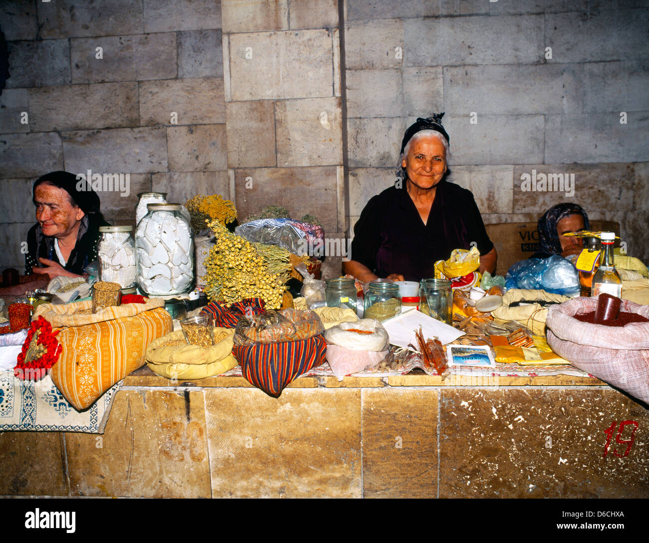 Sheki Azebaijan Women Selling Herbs & Spices from Stall at Main Bazaar ...