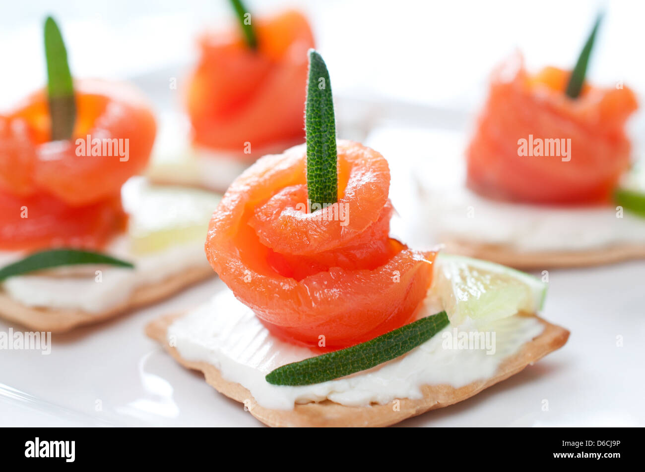 Canapes with smoked salmon and cream cheese Stock Photo - Alamy