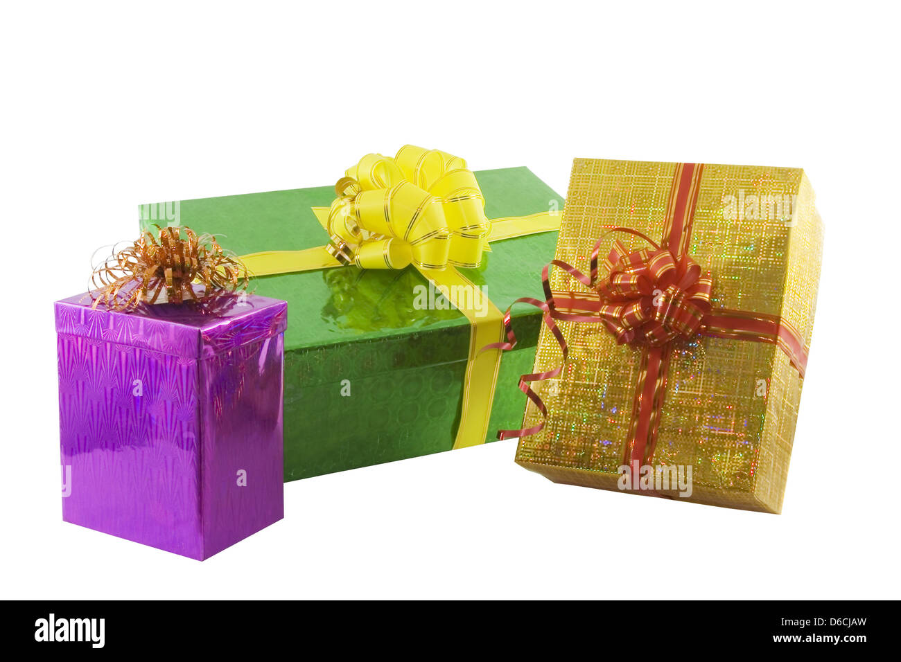 Color gift boxes isolated on the white Stock Photo - Alamy