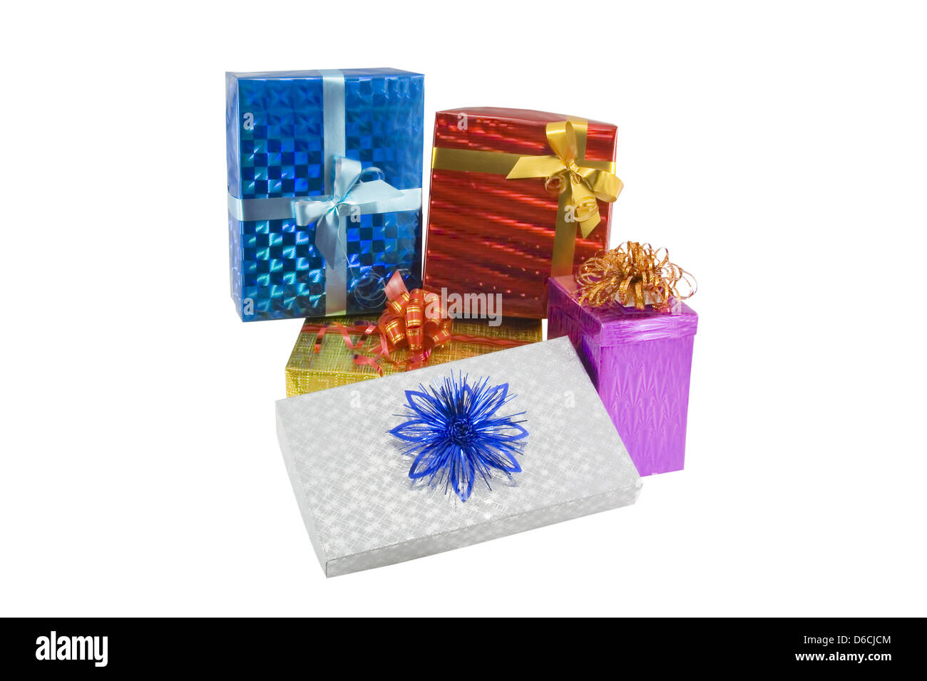 Color gift boxes isolated on the white Stock Photo - Alamy