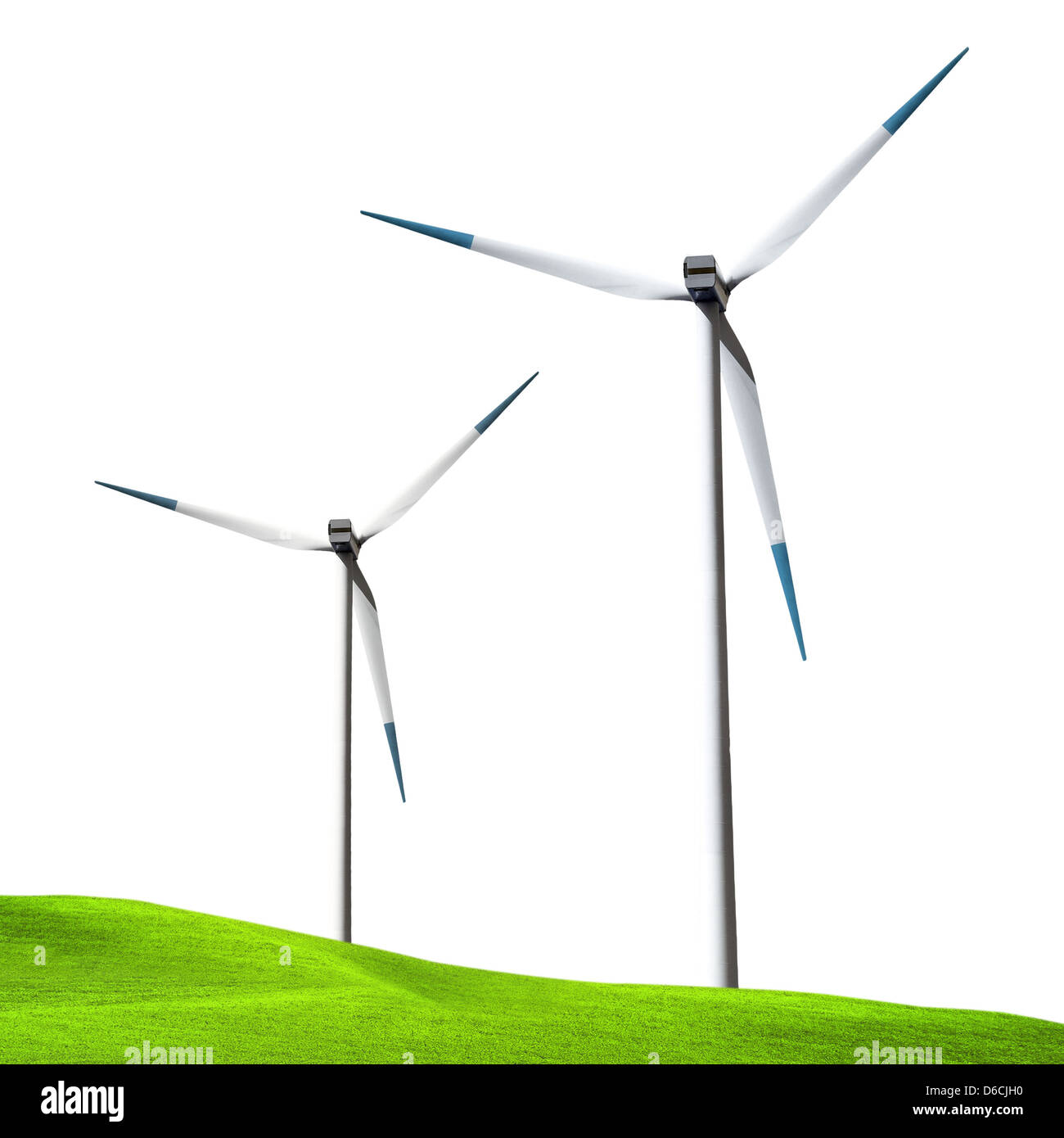 Wind turbines isolated on white background Stock Photo - Alamy