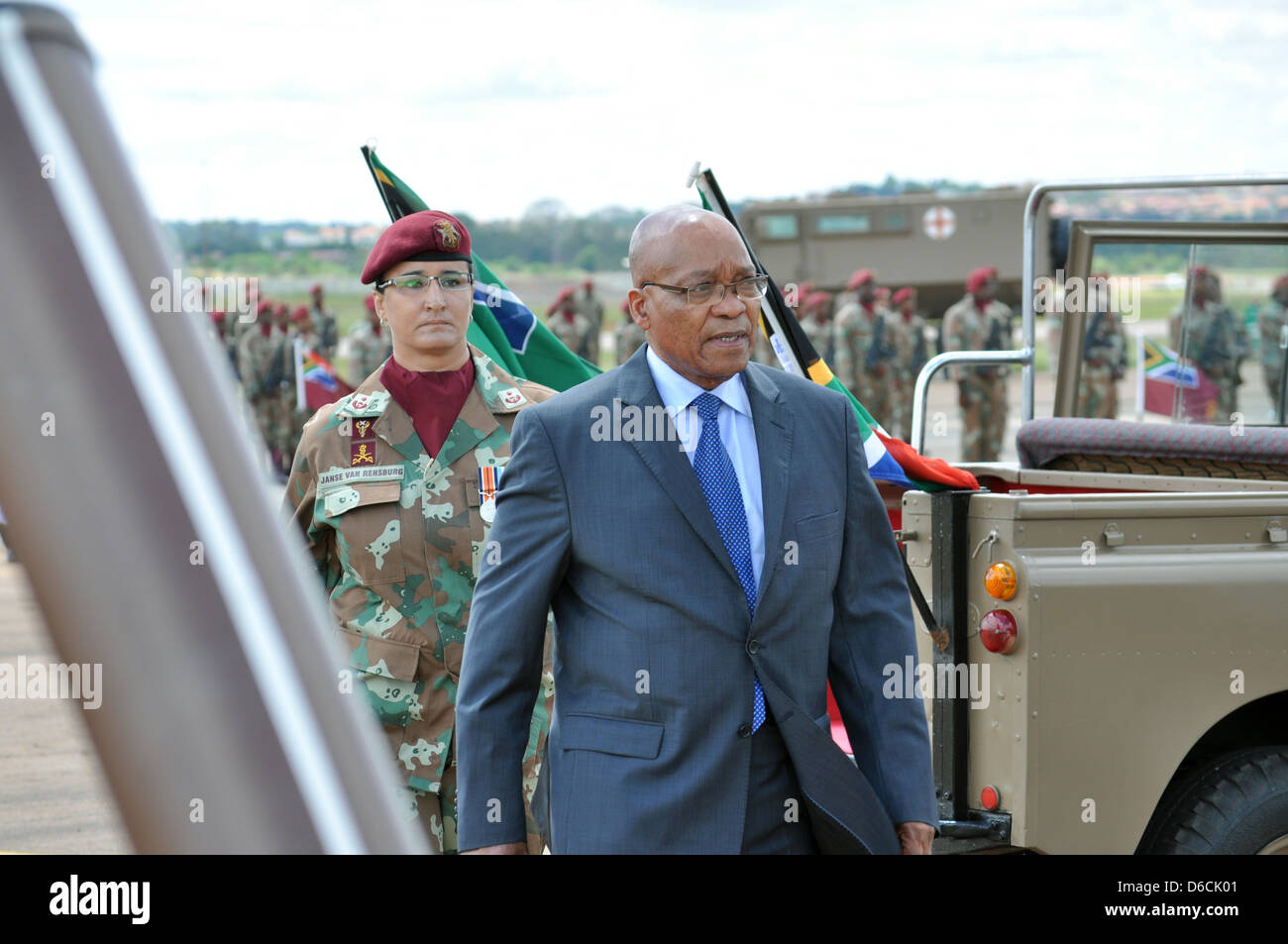South African President arriving at the 2012 Military Parade Awards ...