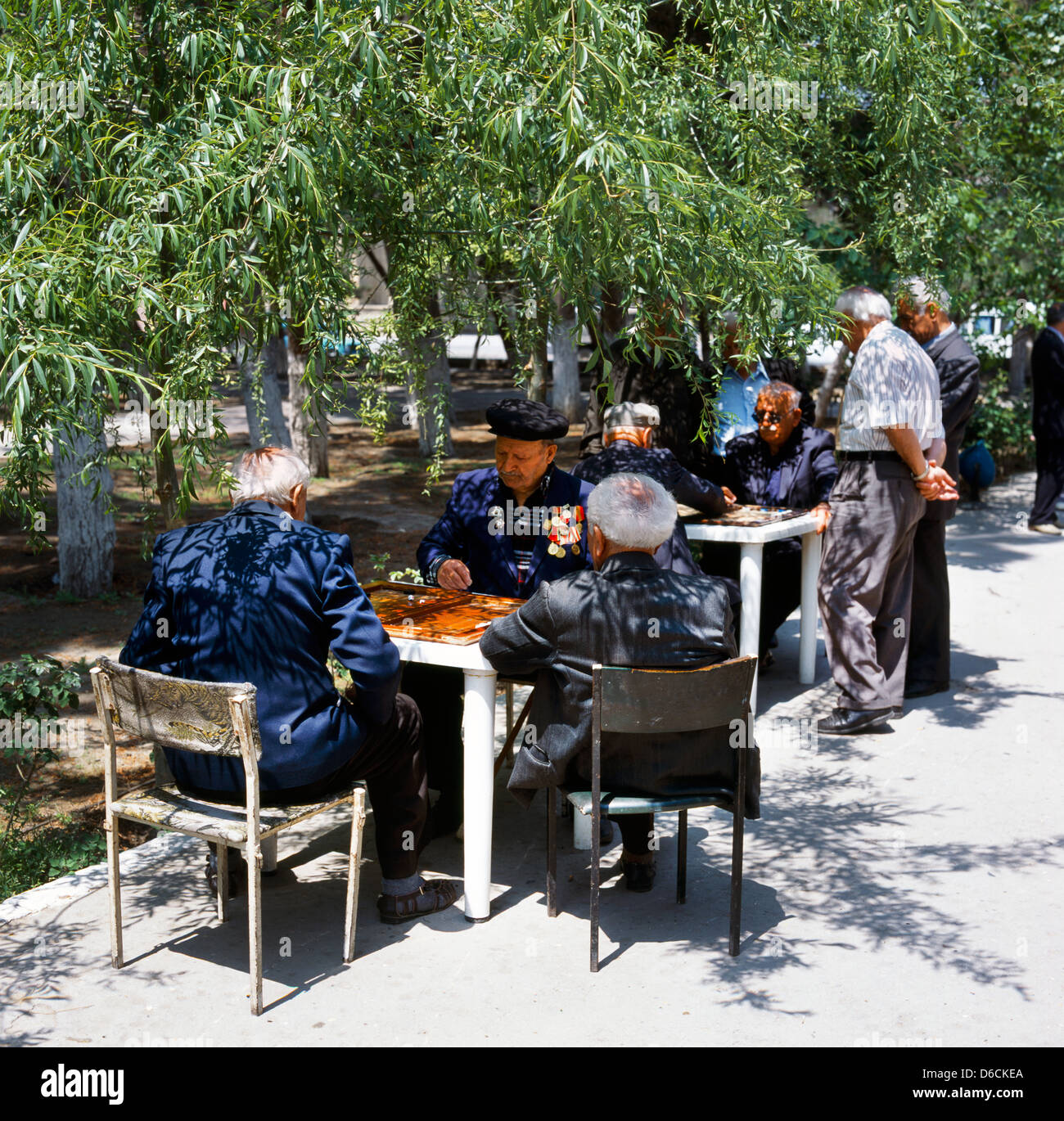 Baku Azerbaijan Men On Promenade Playing Backgammon (Nard Stock Photo ...