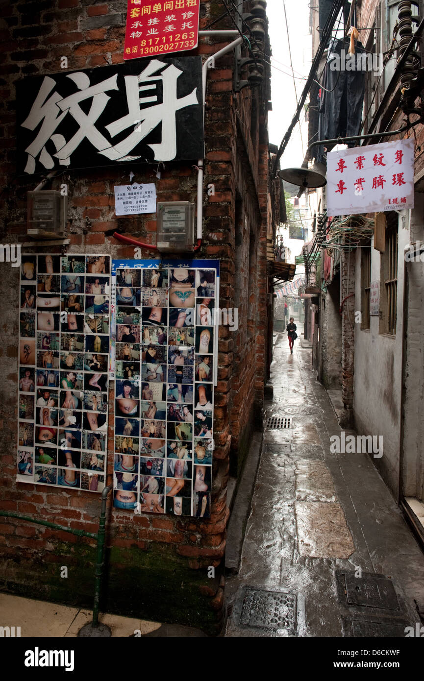 Guangzhou, China, a narrow alley in the Old Town Stock Photo - Alamy