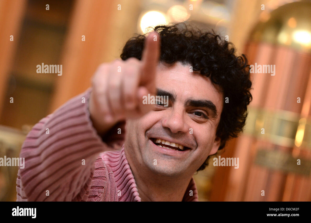 Mexican tenorist Roland Villazon gestures during the press conference ...