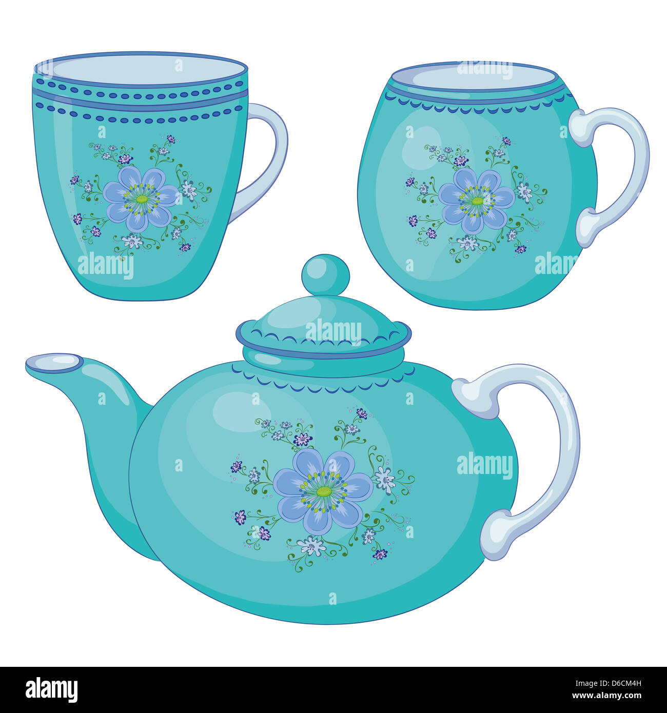 Teapot cup floral design Cut Out Stock Images & Pictures - Alamy