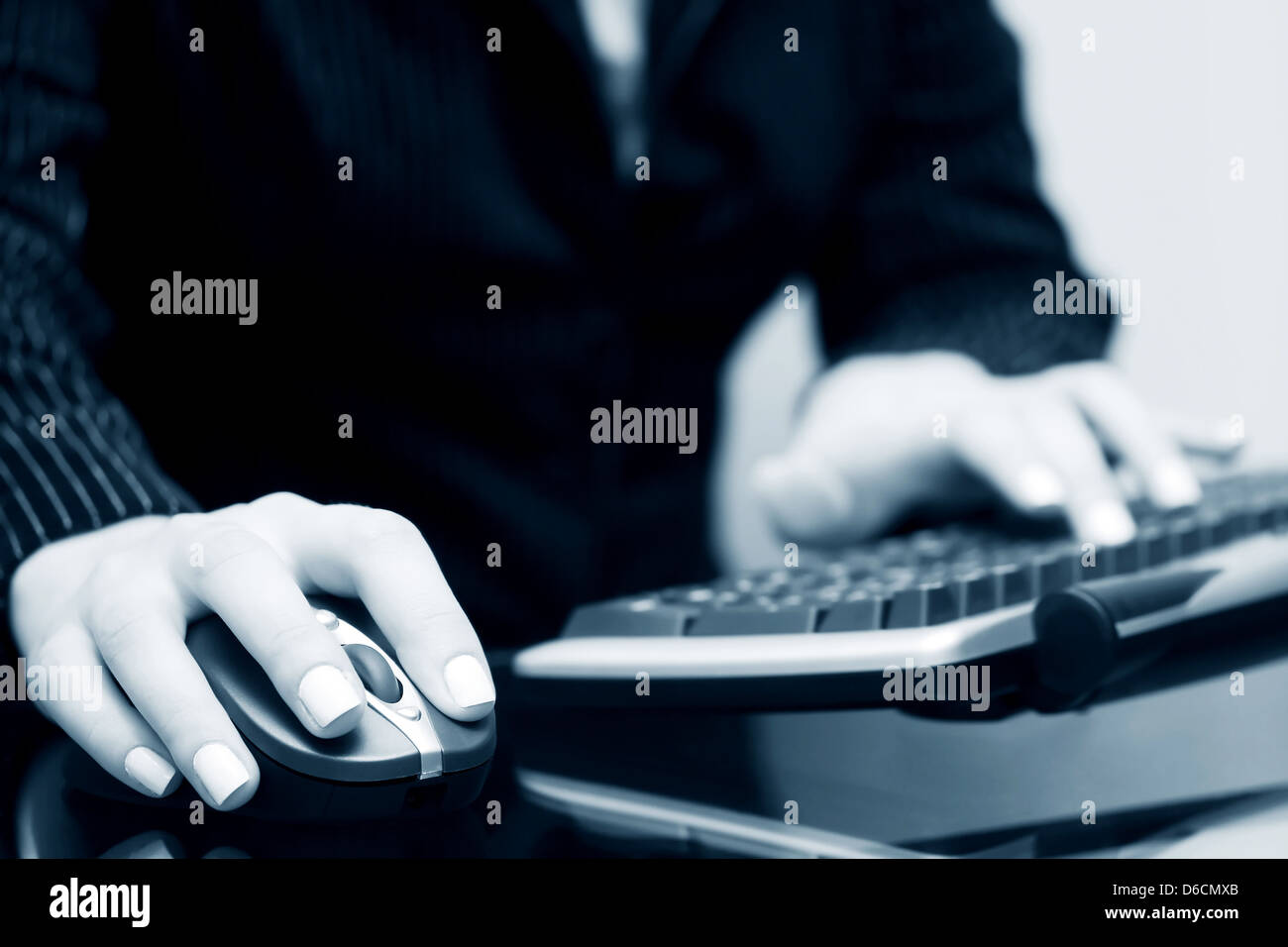 Female hands using computer Stock Photo - Alamy