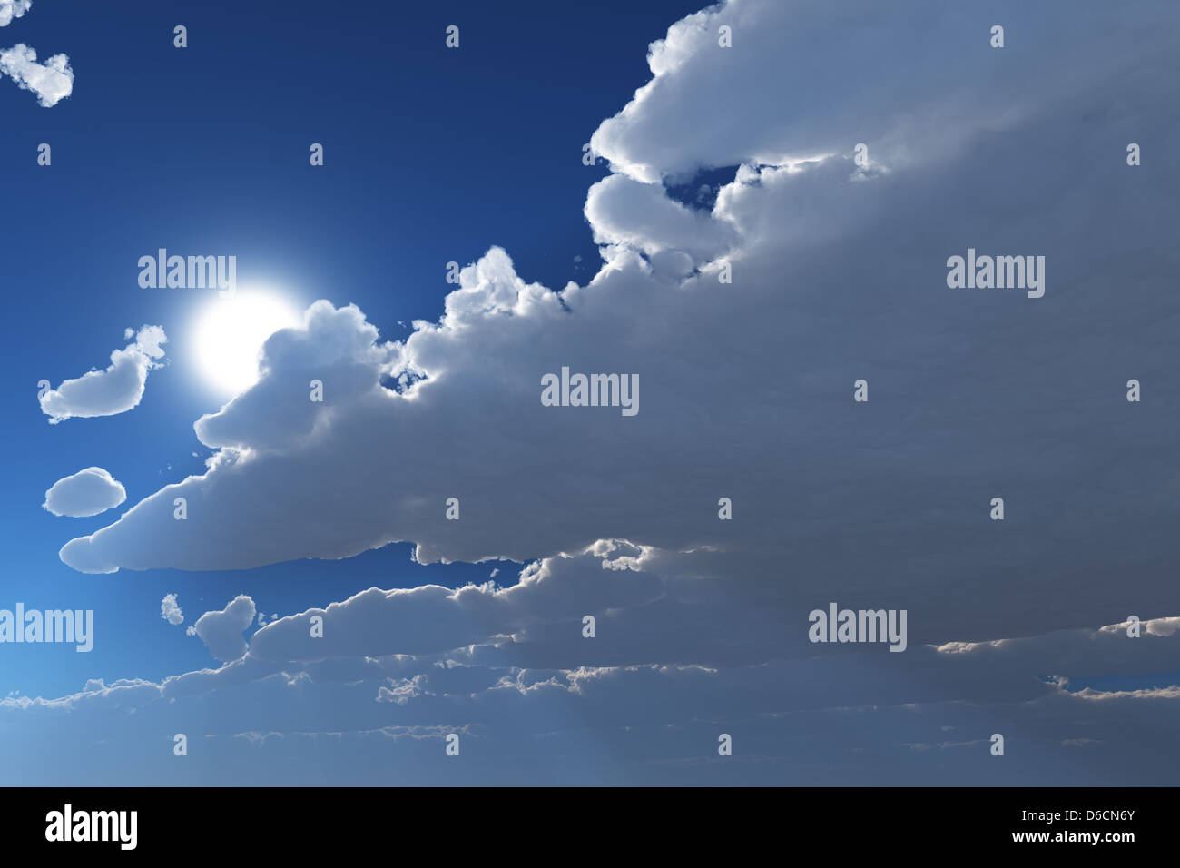 Cloudy sky with sun Stock Photo - Alamy