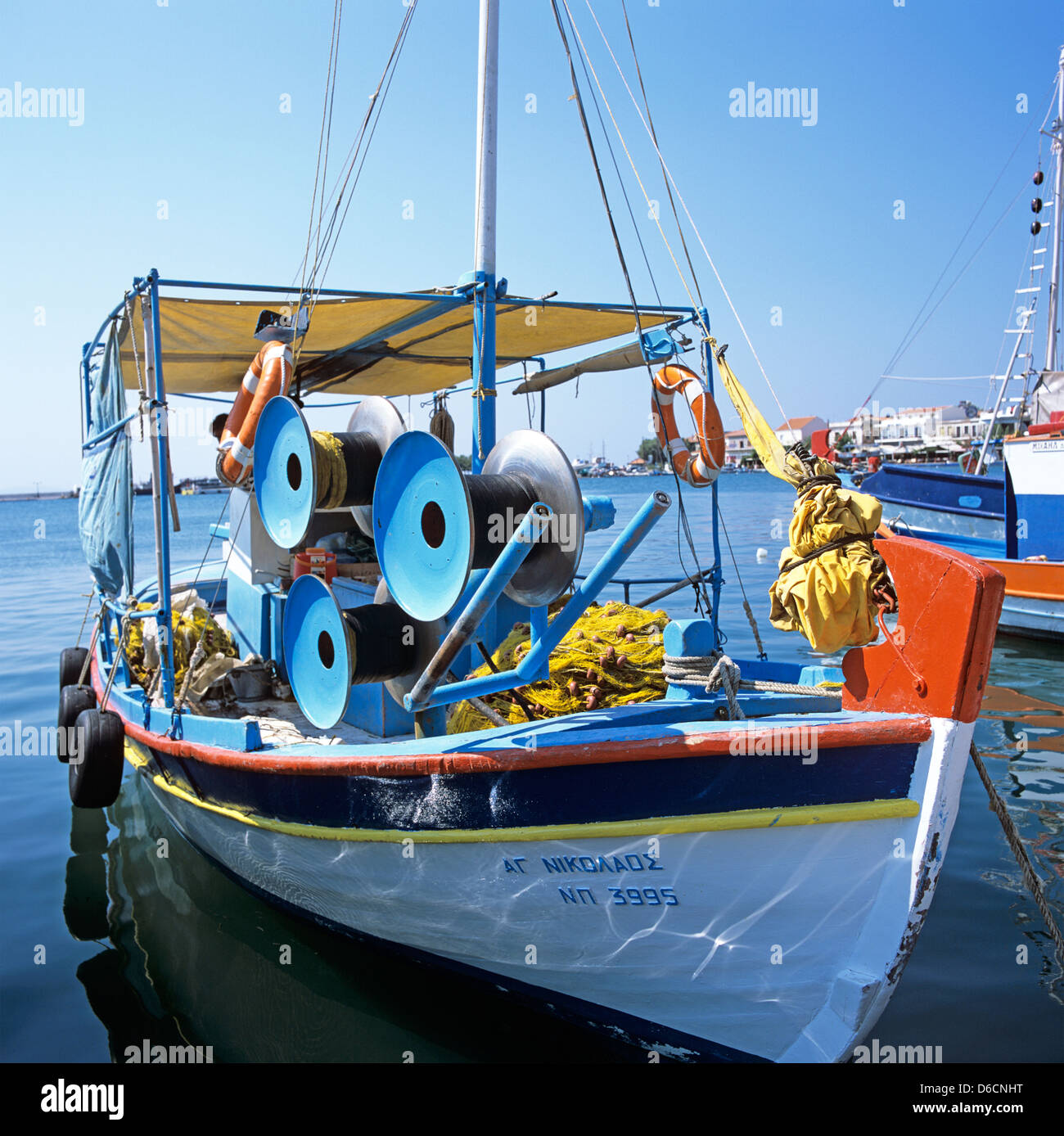 Greek Fishing Boat Pythagoria Harbour Samos Greek Islands Greece Stock ...