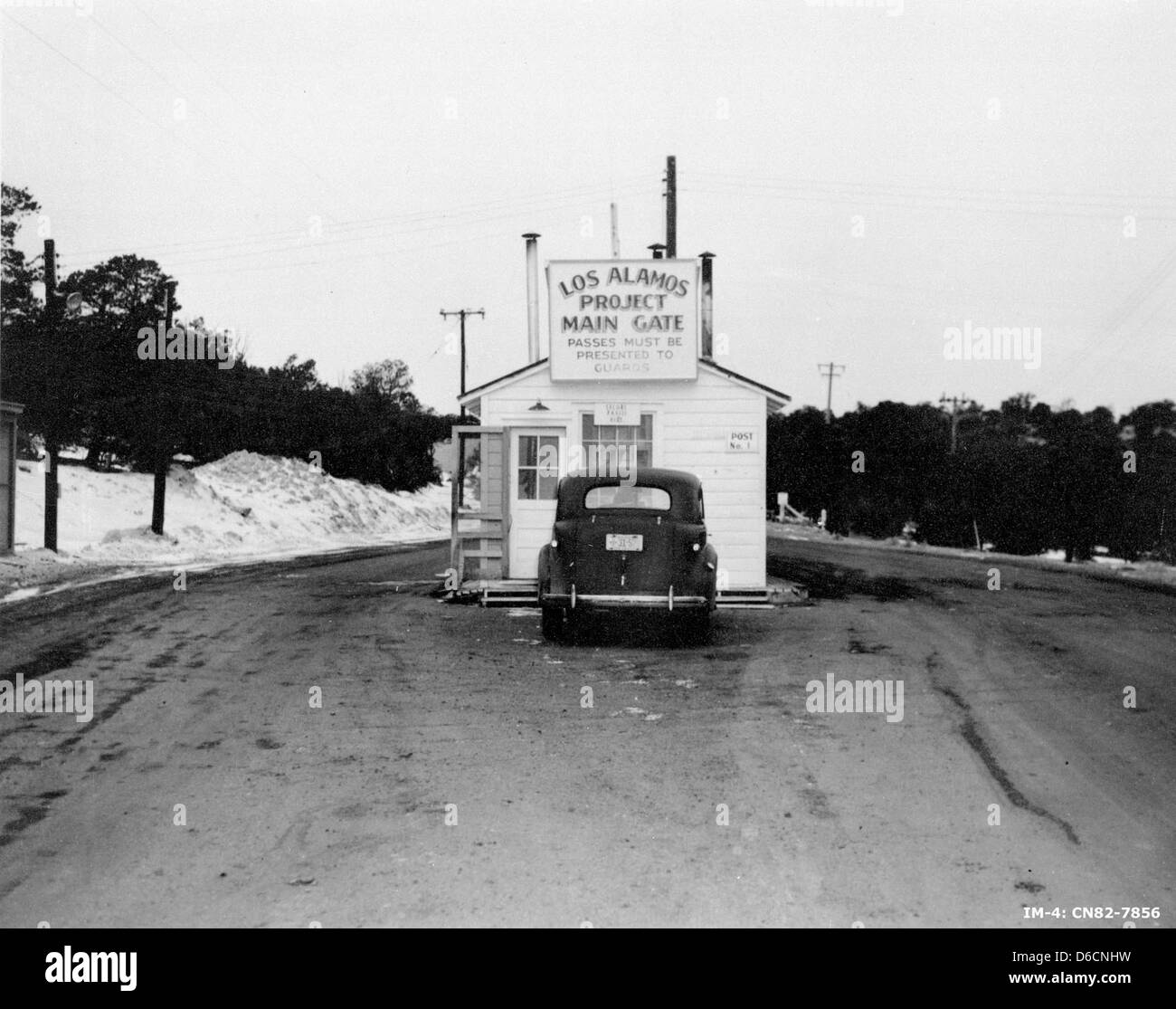 The 1943 Main Gate at Los Alamos National Laboratory marks the entrance ...
