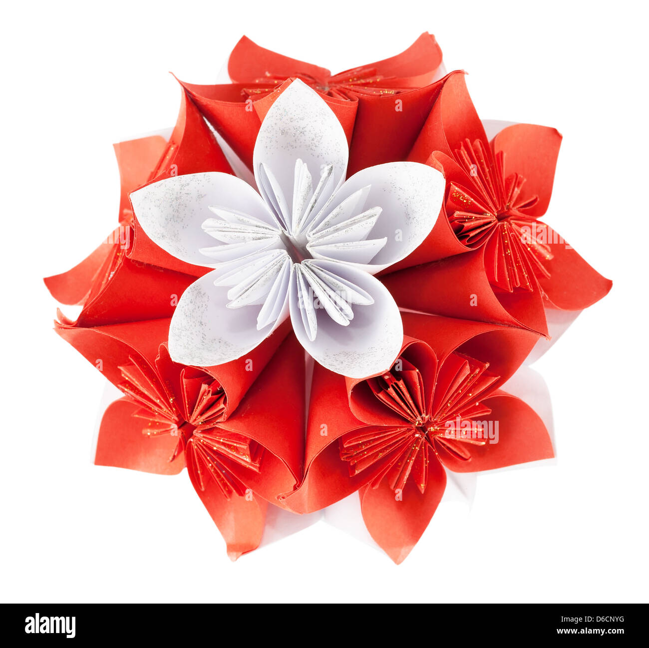 Red white paper origami kusudama hi-res stock photography and images ...