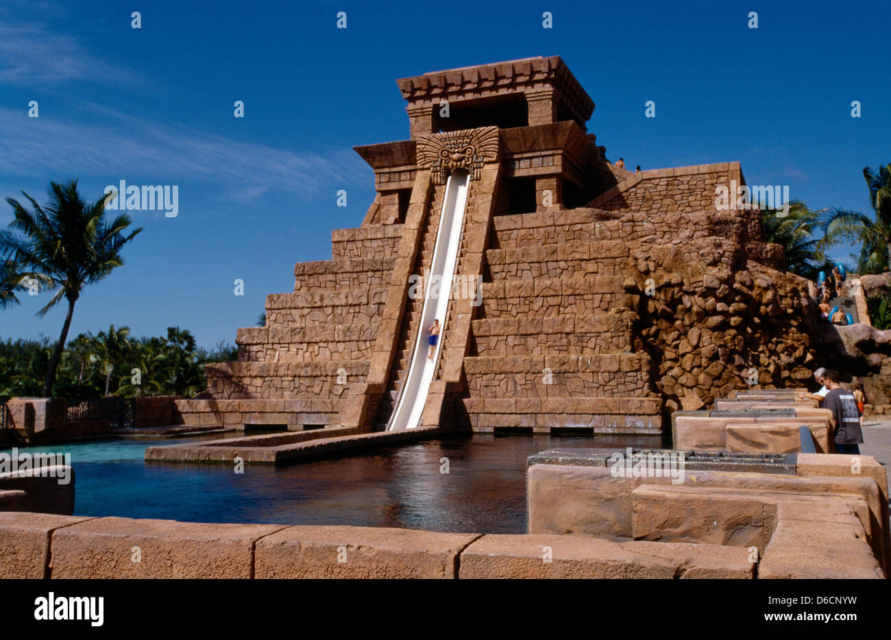 Man On Mayan Water Slide,Nassau, Bahamas, Paradise Island, Atlantis ...