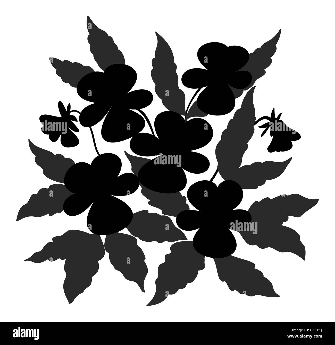 Summer flowers leaves pattern Black and White Stock Photos & Images - Alamy