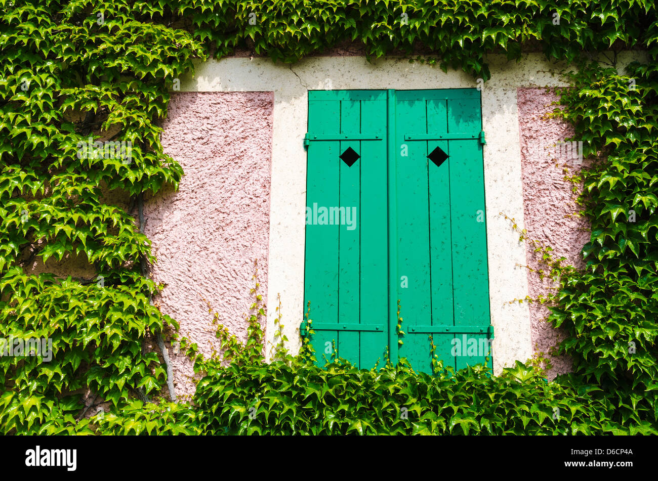 Shuttered window at Claude Monet house and gardens, Giverny, France ...