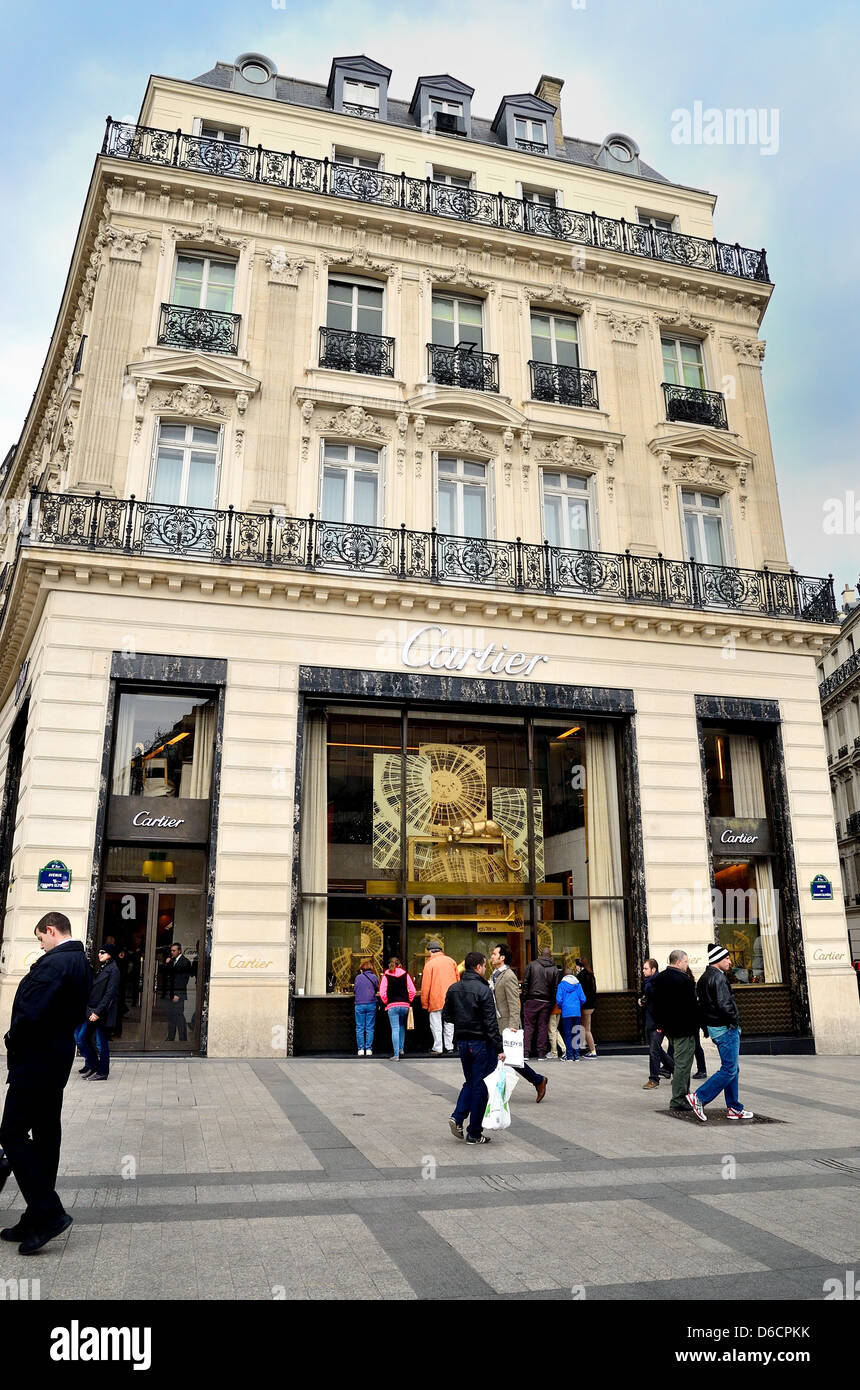 Cartier the jewelers shop on The Champ-Elysees Paris France Stock Photo ...