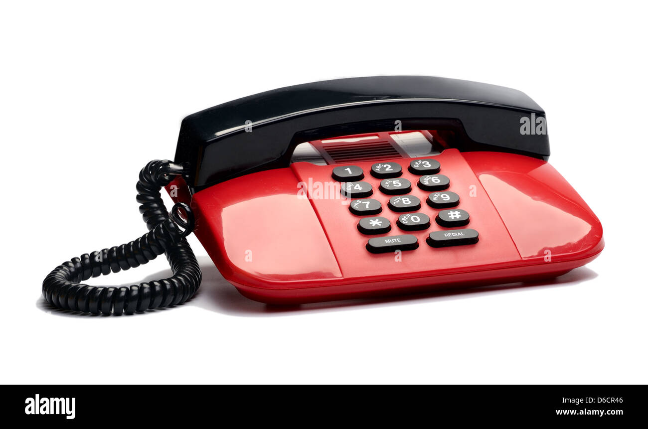 Desktop wired telephone, isolated Stock Photo - Alamy