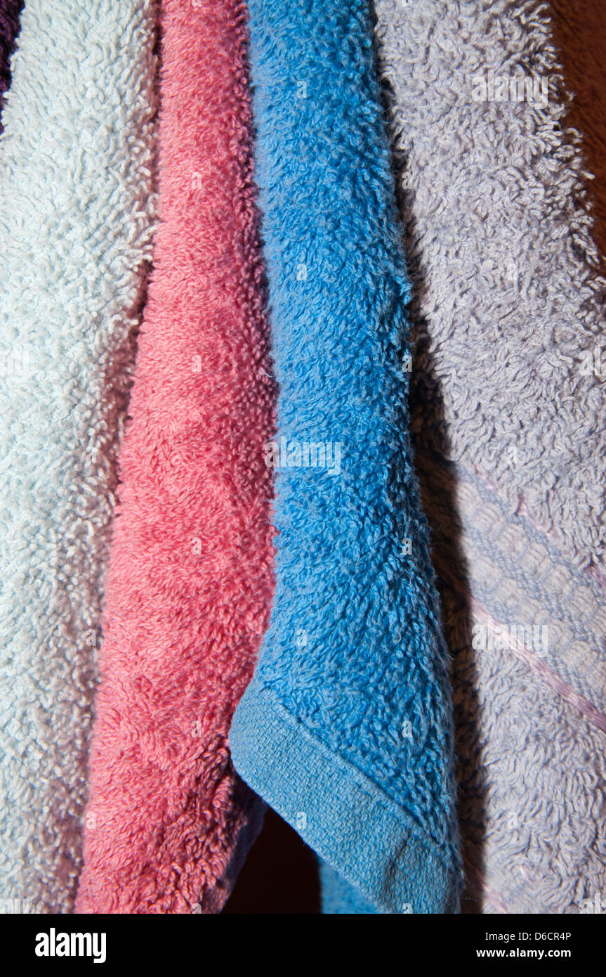 coloured flannels in close up, textures, abstract, colours, hanging ...