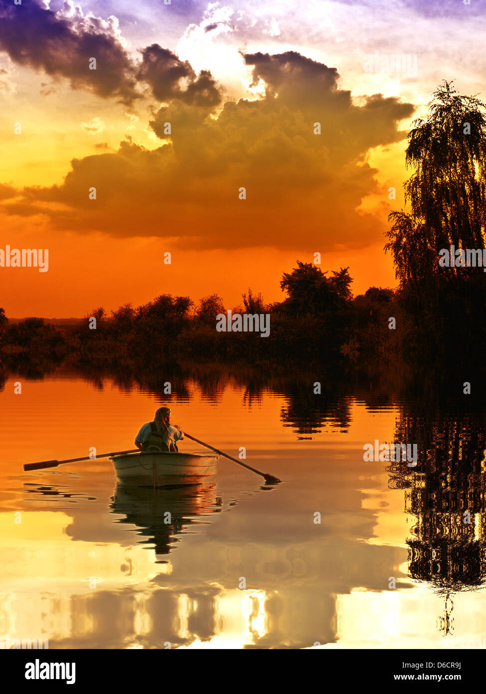 Fishing at Sunset Stock Photo - Alamy