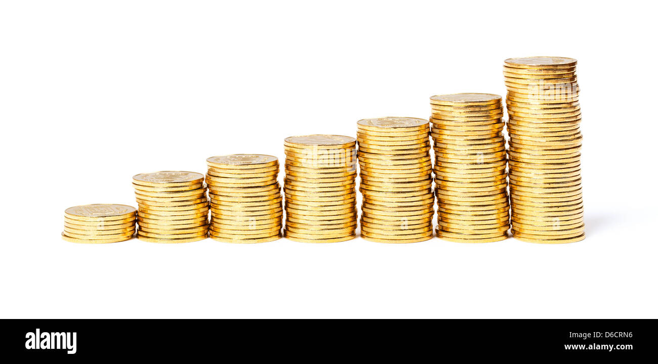 Column of golden coins isolated hi-res stock photography and images - Alamy