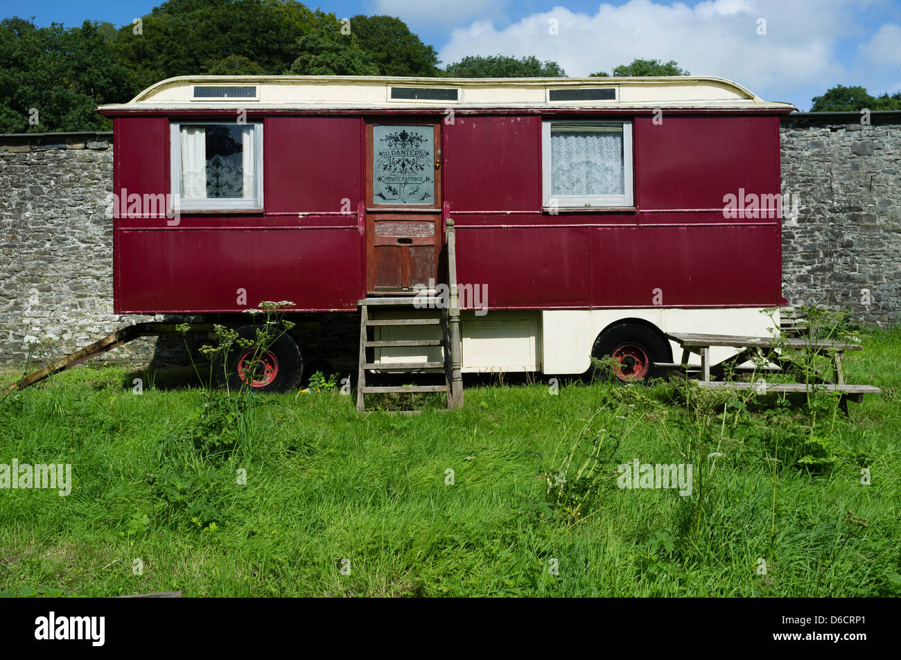Old Romany gypsy caravan in the grounds of Nanteos Mansion hotel, near ...