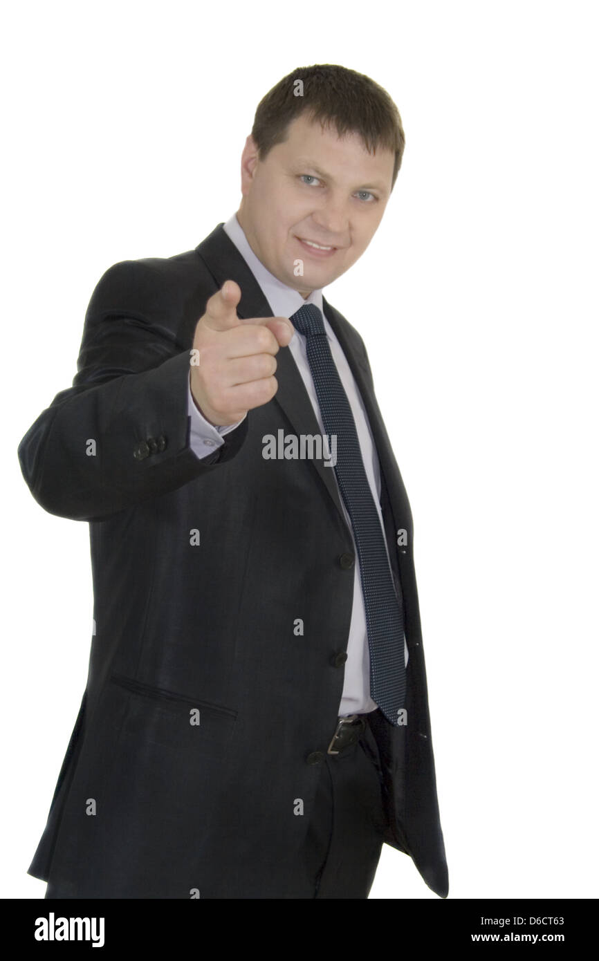 businessman pointing at copyspace Stock Photo - Alamy