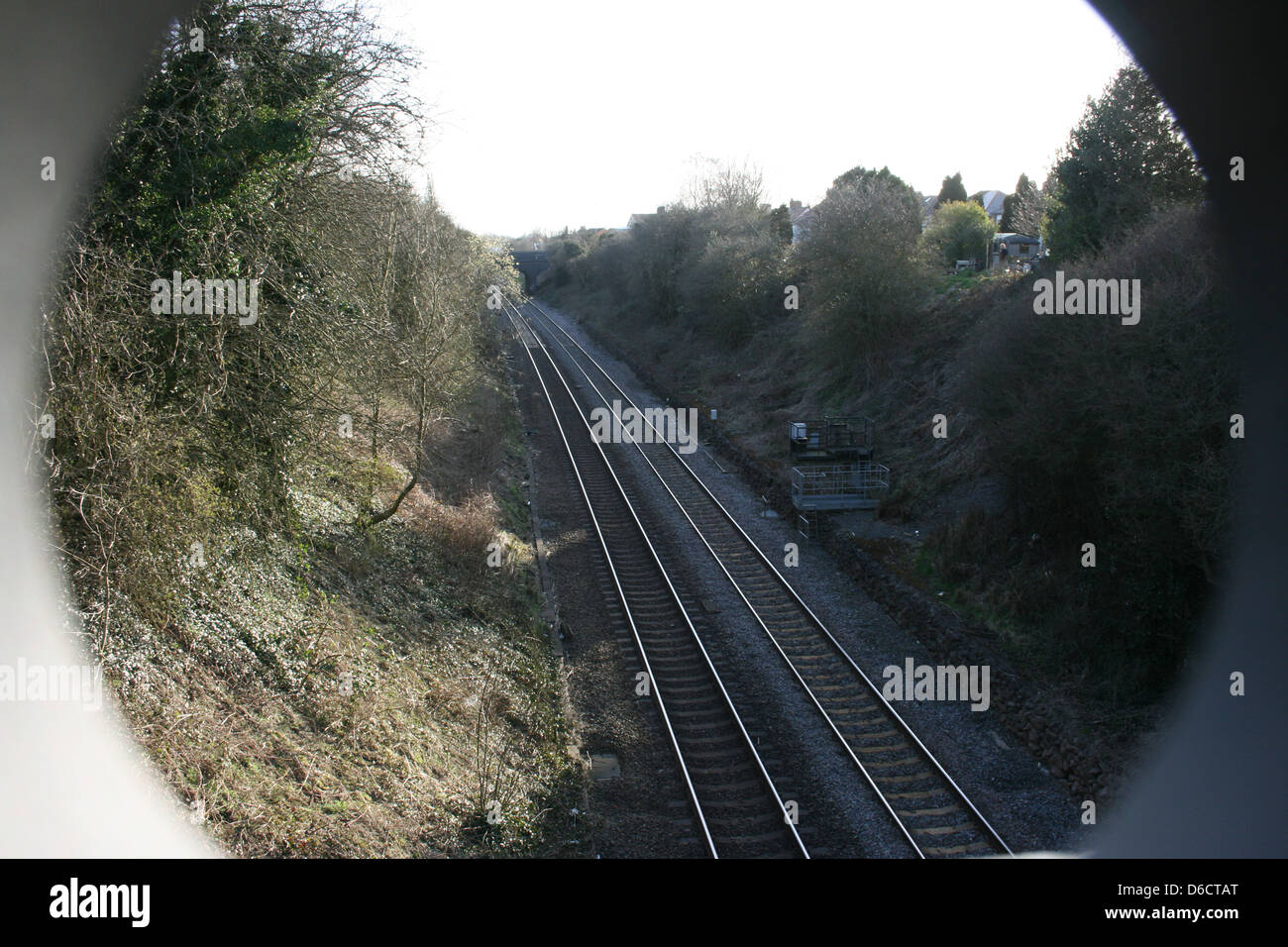 Railway appearing through the trees Stock Photo - Alamy