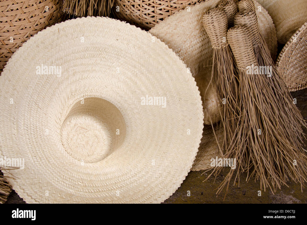 Brazil, Amazon, Manaus. Typical Brazilian souvenir straw handicrafts ...