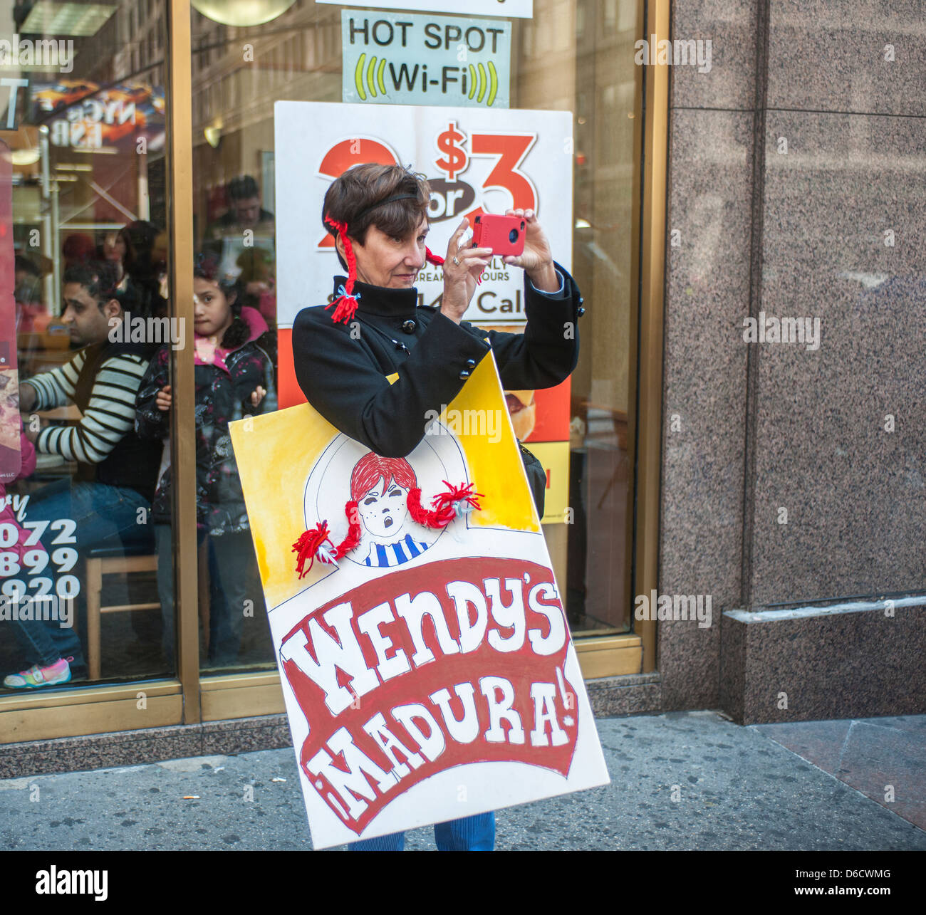 Farmworker protest in front of a Wendy's fast food restaurant in ...