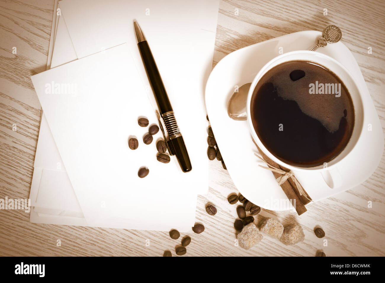 Coffee and letters Stock Photo - Alamy
