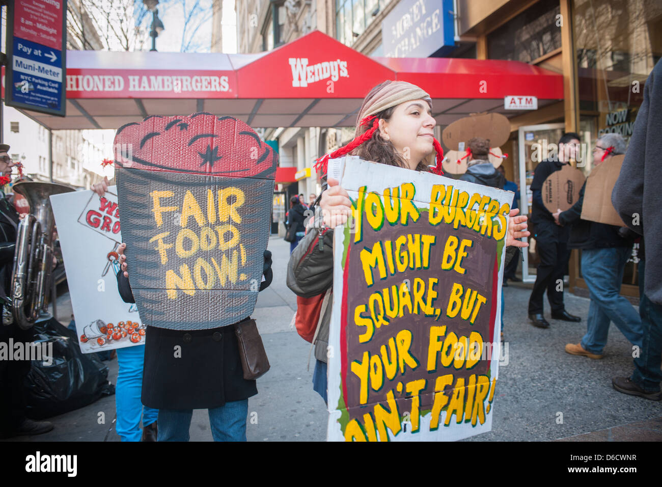 Farmworker protest in front of a Wendy's fast food restaurant in ...