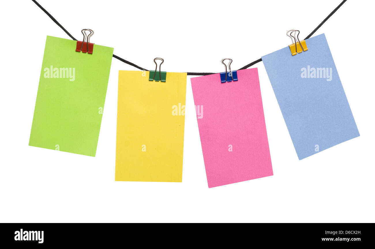 color paper blank on the rope Stock Photo - Alamy