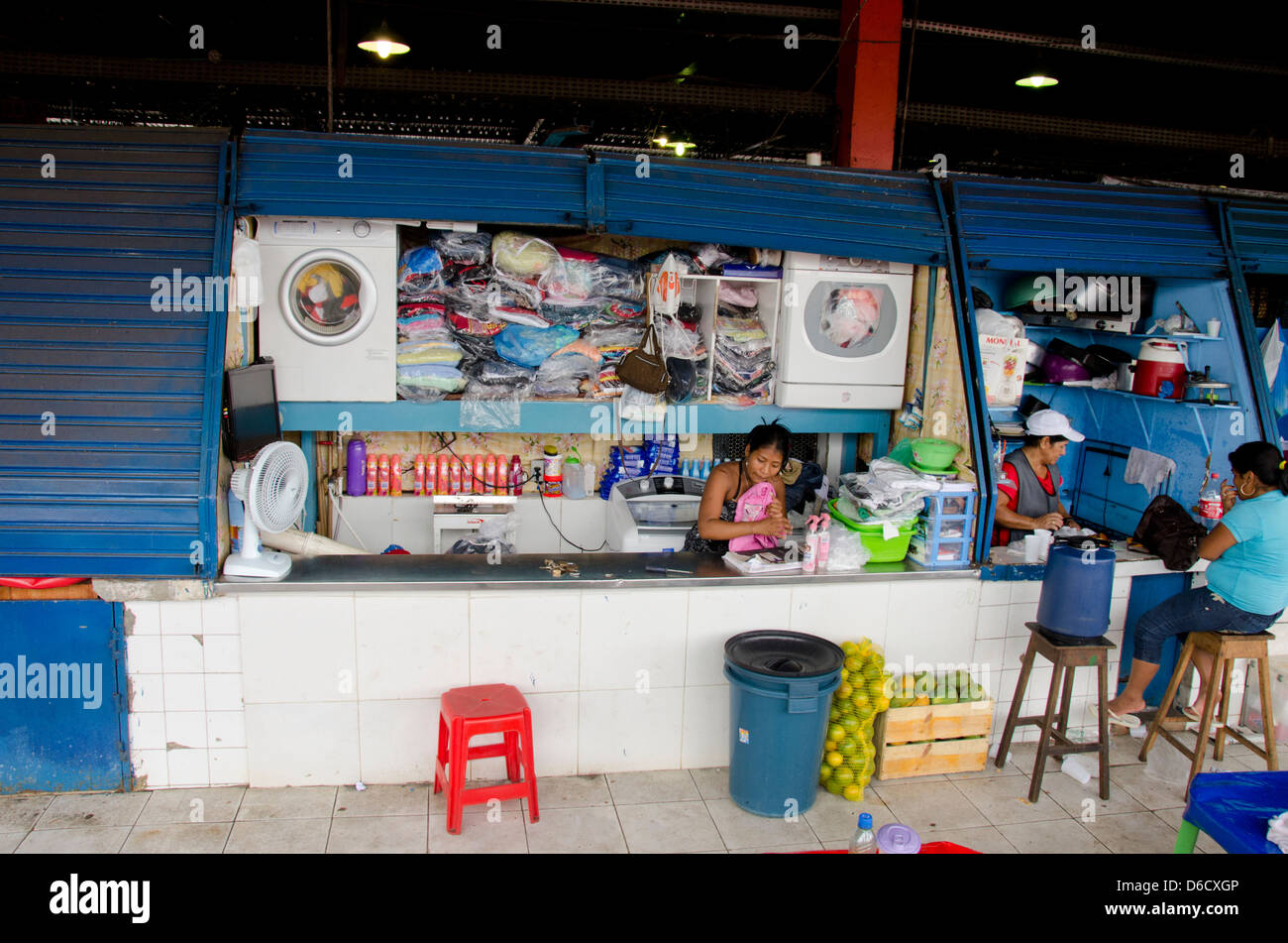 Brazil, Amazon, Manaus. Waterfront pier mini laundry service Stock ...