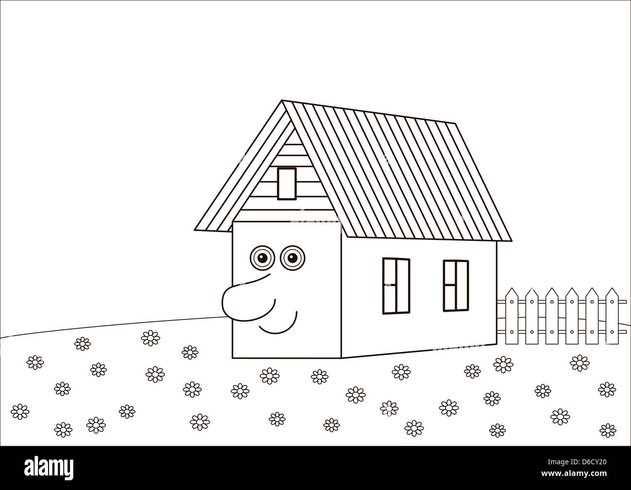 The house with a human face, contours Stock Photo - Alamy