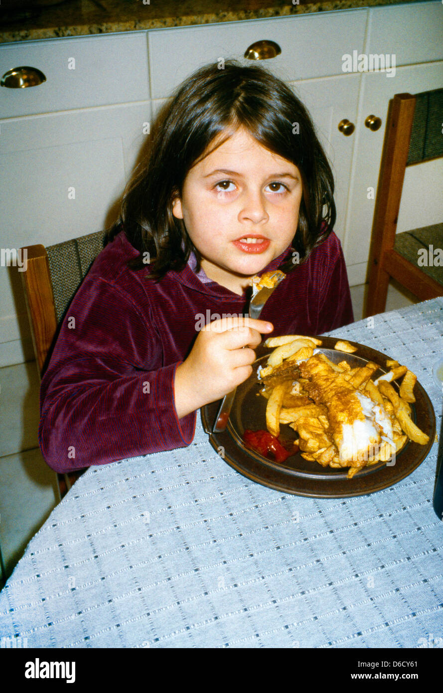 Child Eating Fish & Chips Stock Photo - Alamy