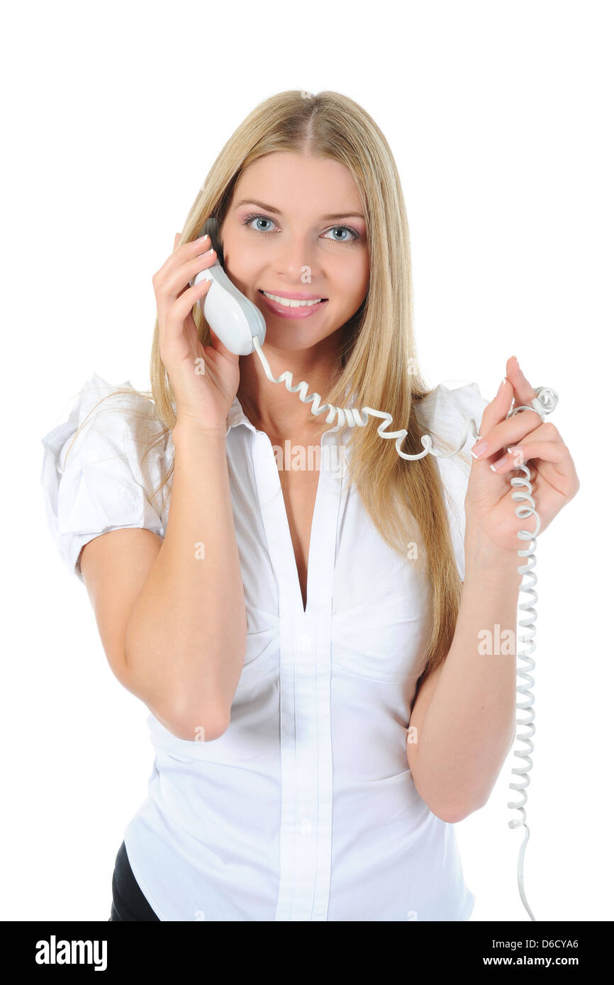 beautiful woman with a phone in his hand Stock Photo - Alamy