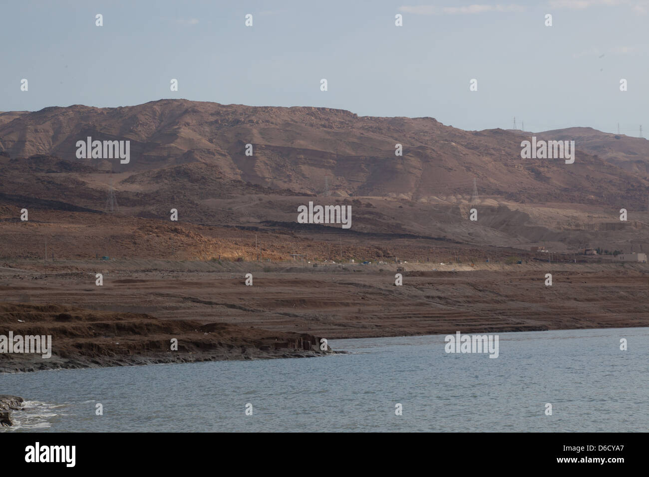 Dead Sea on the Jordan side, landscape with water and sky Stock Photo ...
