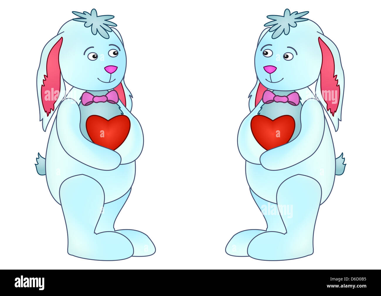 Rabbits with hearts Stock Photo - Alamy