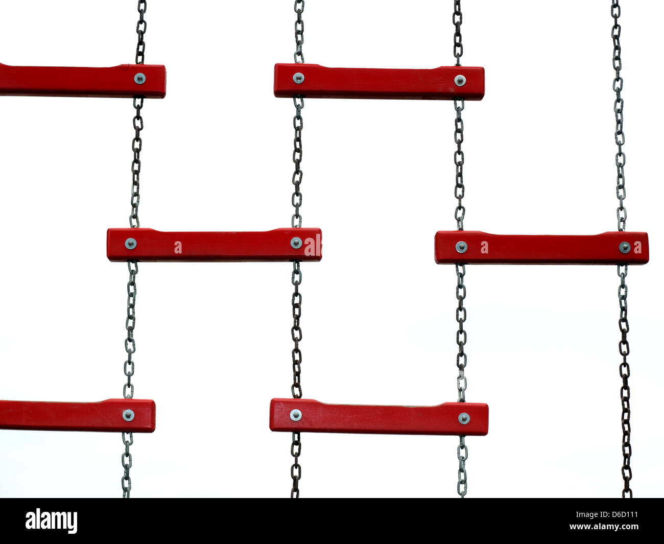 Chain red ladder hanging on the white background Stock Photo - Alamy