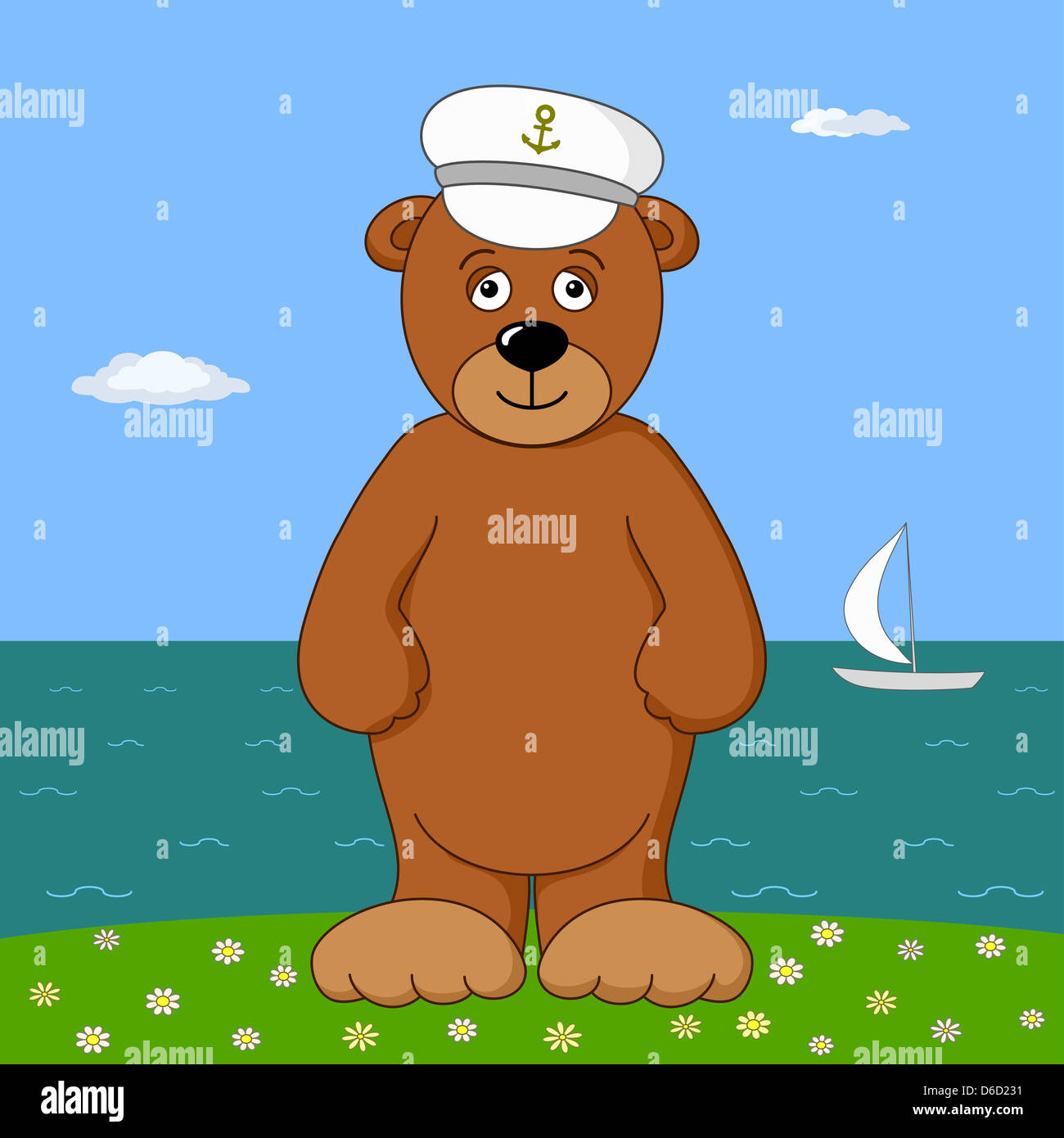 Teddy bear captain on sea coast Stock Photo - Alamy