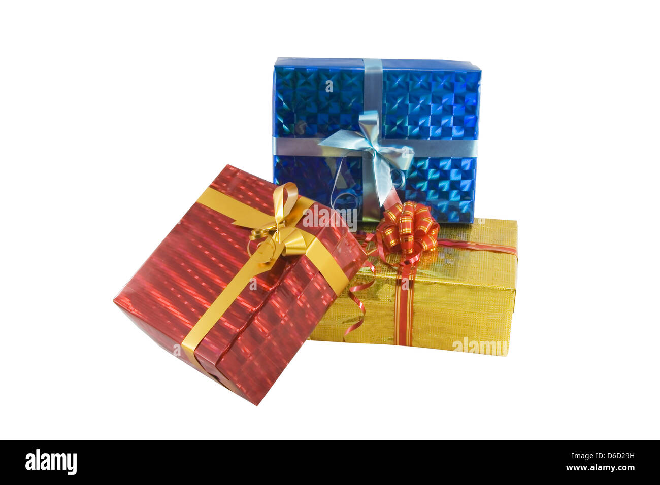 Color gift boxes isolated on the white Stock Photo - Alamy